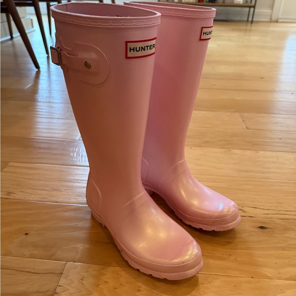 Hunter | Shoes | Hunter Shiny Pink Waterproof Boots | Poshmark